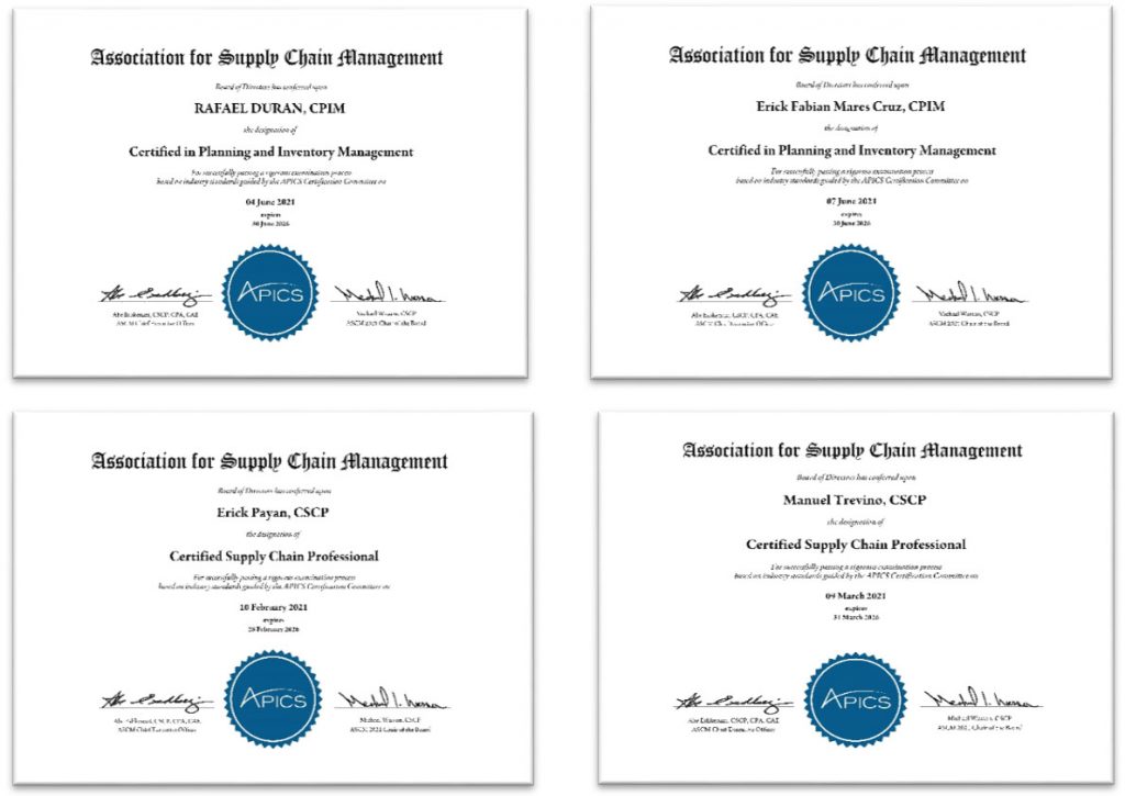 Nuevos Profesionistas Certificados APICS en Chihuahua